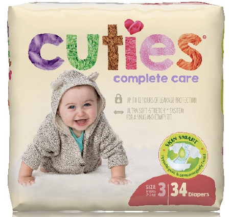 DIAPER, BABY CUTIES COMPLETE CARE JUMBO SZ3 (34/BG 4BG/CS) - New ...